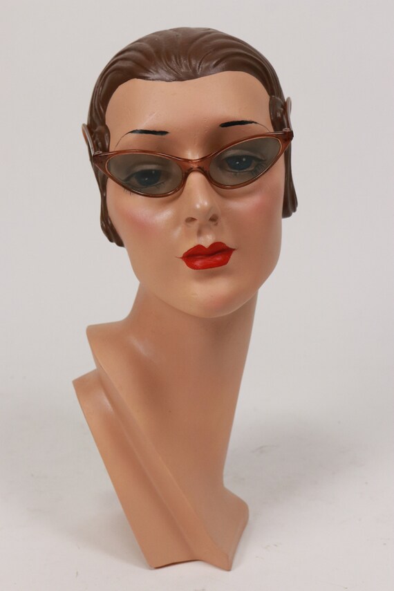 1940s Brown Clear Framed Cateye Sunglasses Gem