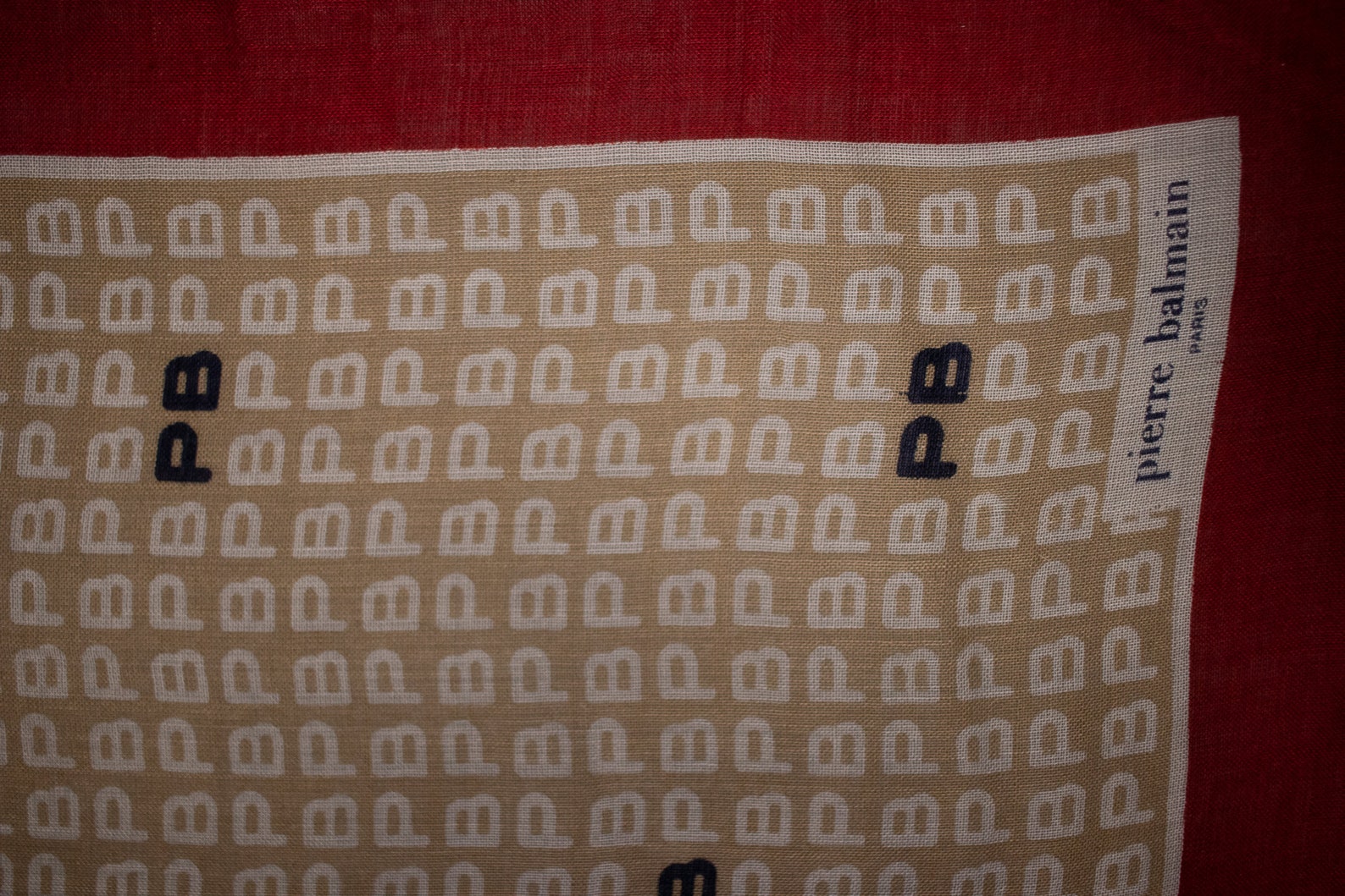 1970's PIERRE BALMAIN Red and Beige Cotton Scarf Balmain - Etsy