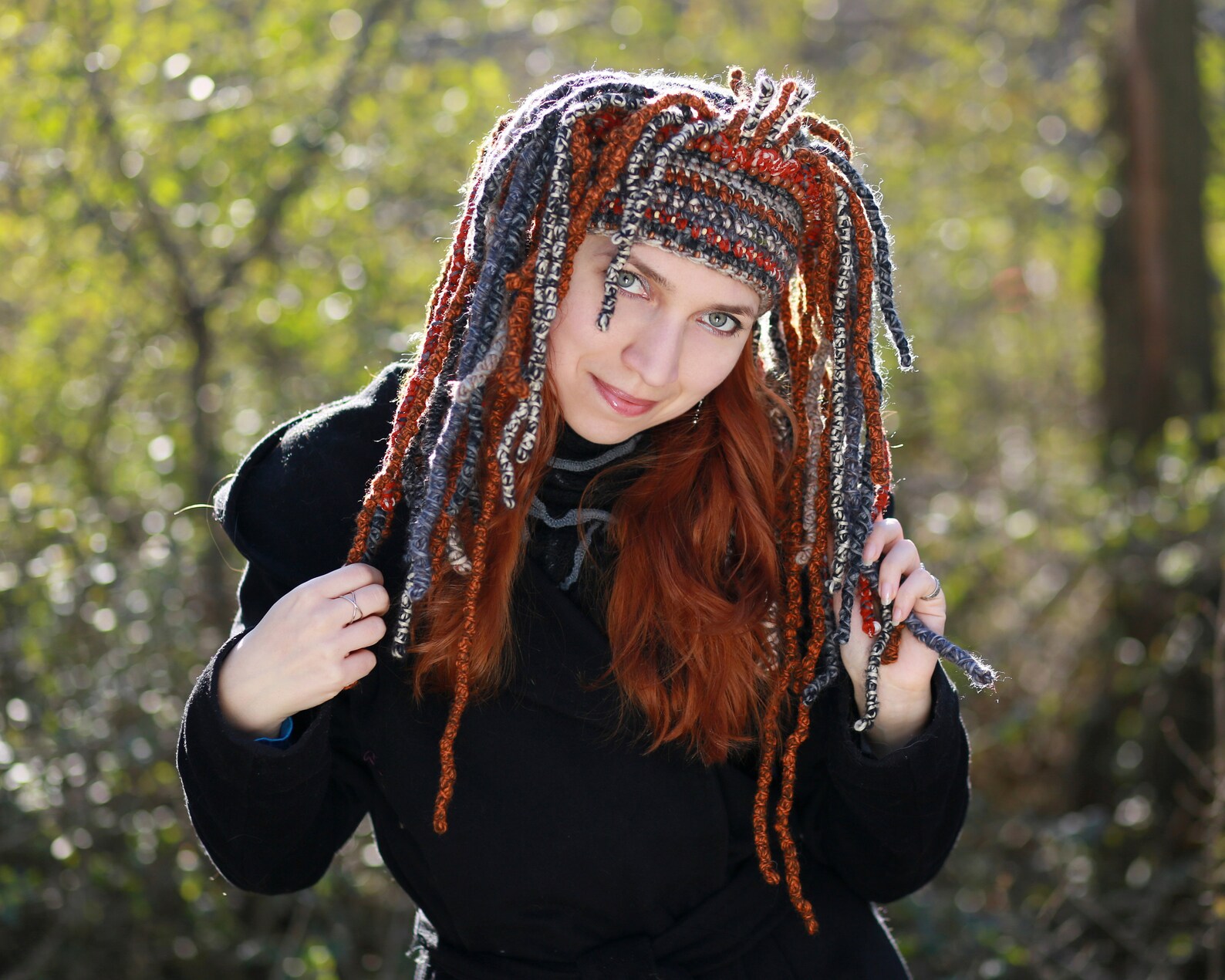 Dreadlocks city shaman crochet adult hat embroidered wood | Etsy