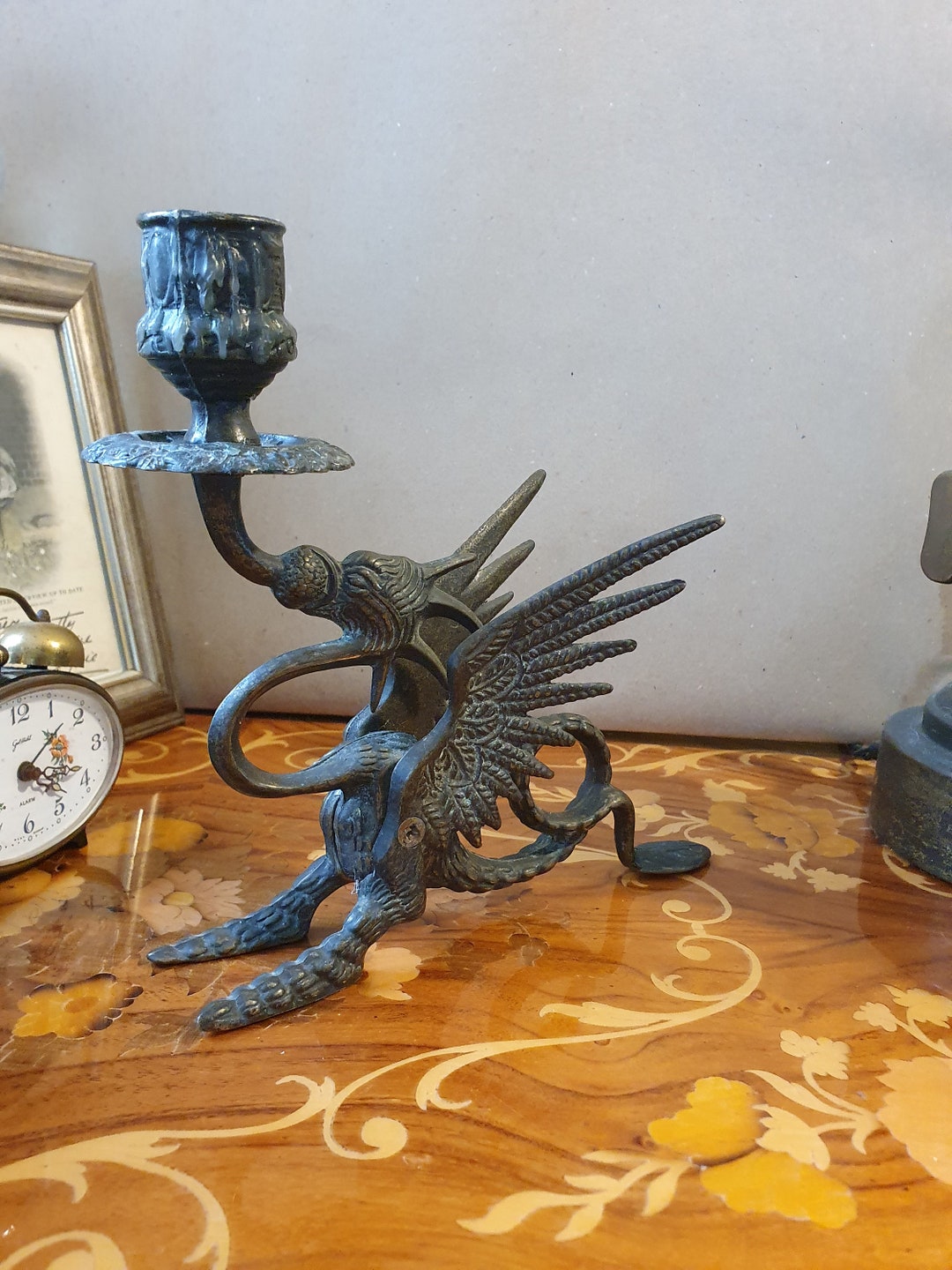 Antique Chinese Bronze Dragon Candlestick / Candle Holder - Etsy