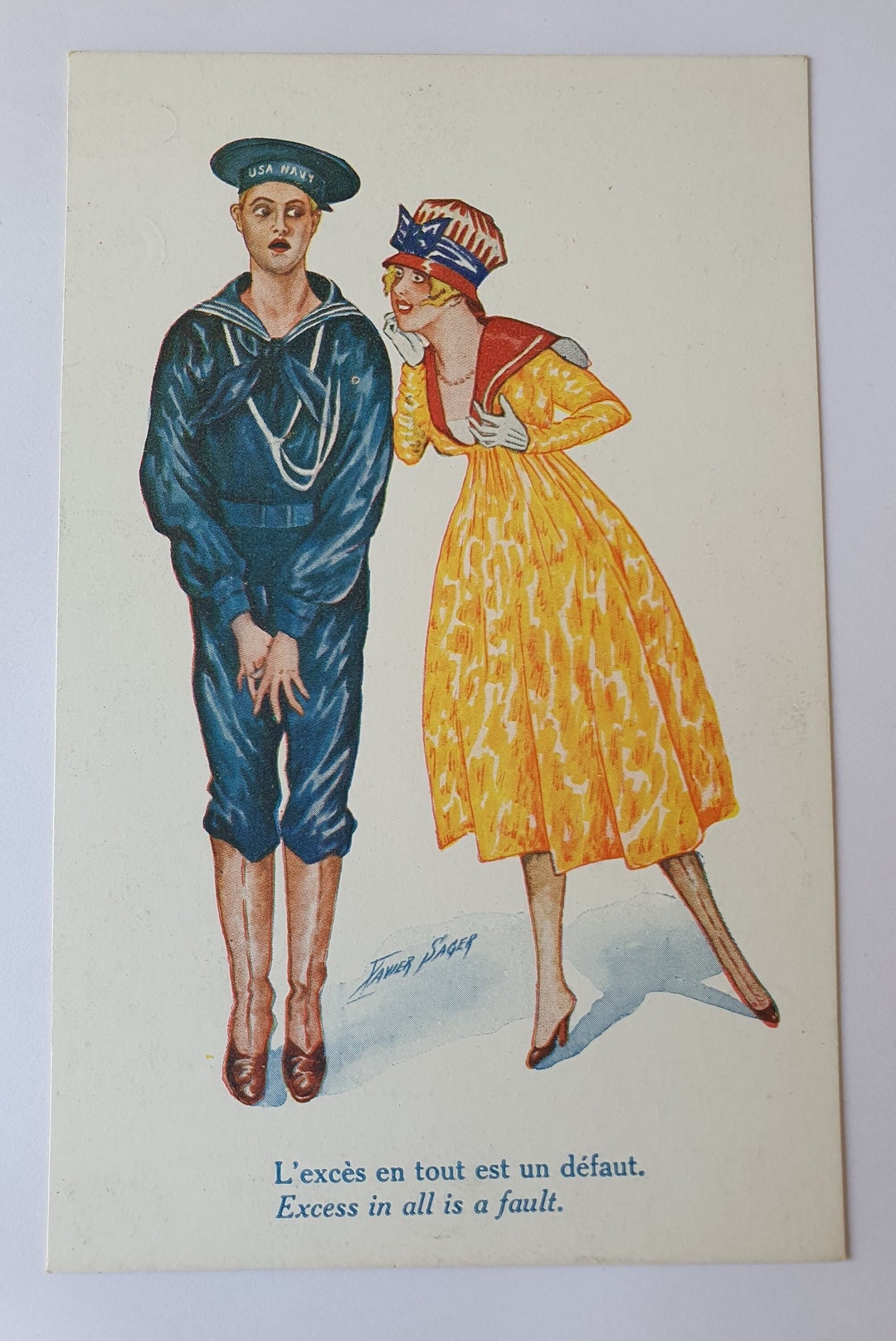 Vintage Postcard Art Deco Artist Signed Xavier Sager WW1 Propaganda ...
