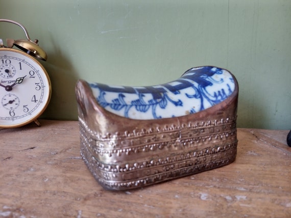 Antique Chinese Shard Box / Porcelain Copper and Silv… - Gem