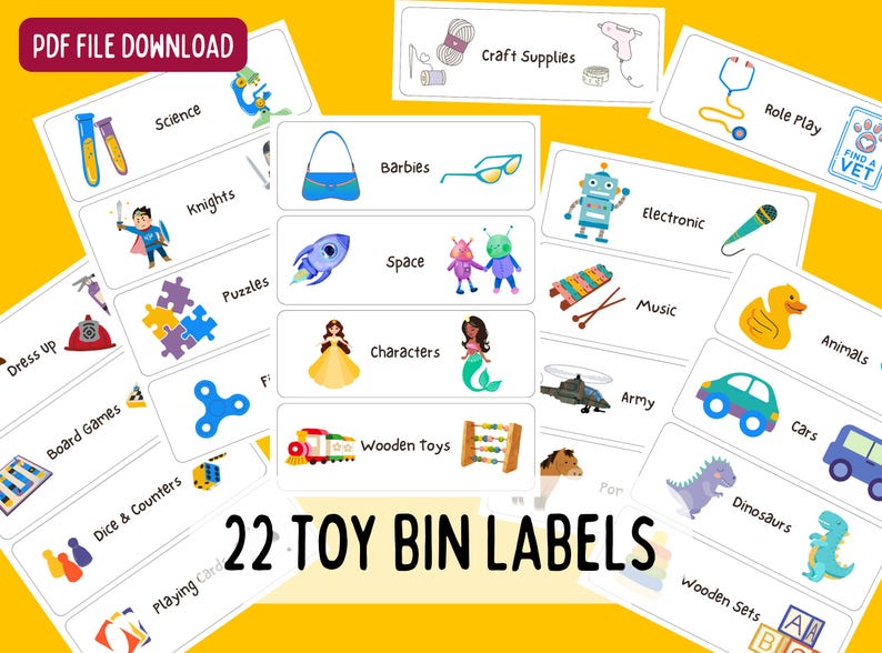 Children's Draw Labels, Instant Download Printable, Craft Organisation ...