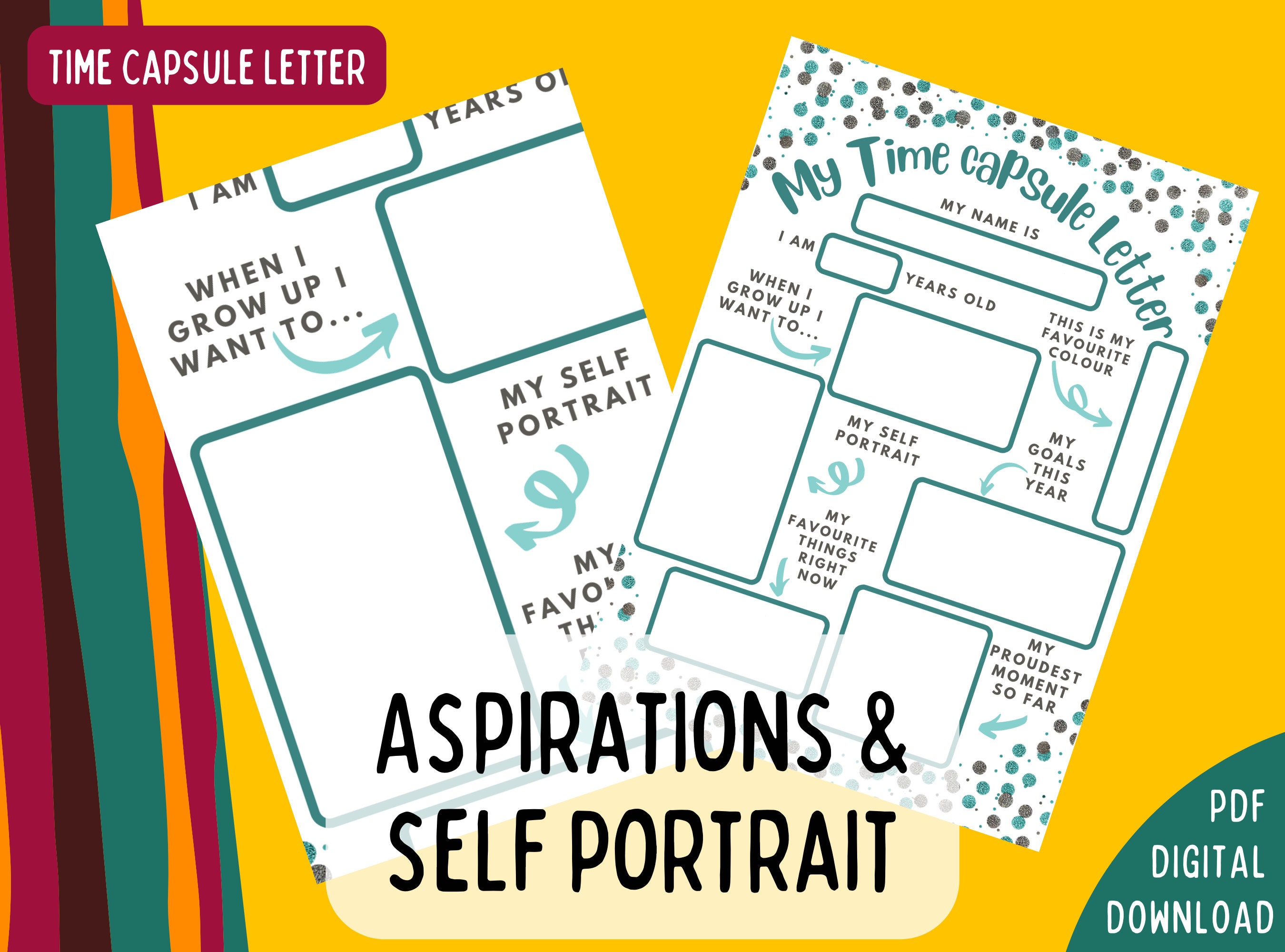 Children's Time Capsule Letter, Instant Download Printable, First ...