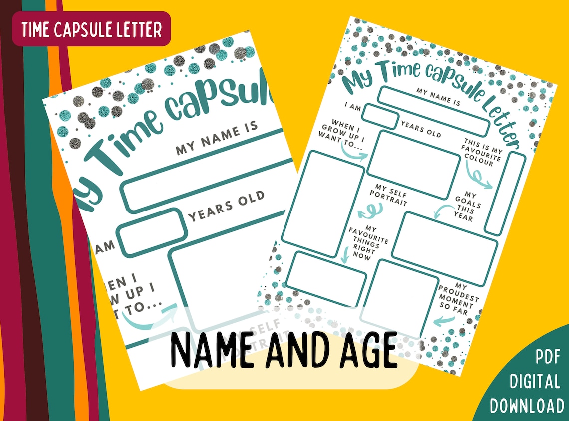 Children's Time Capsule Letter, Instant Download Printable, First ...