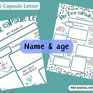 Children's Time Capsule Letter, Instant Download Printable, First ...