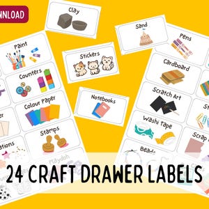 Children's Draw Labels, Instant Download Printable, Craft Organisation ...