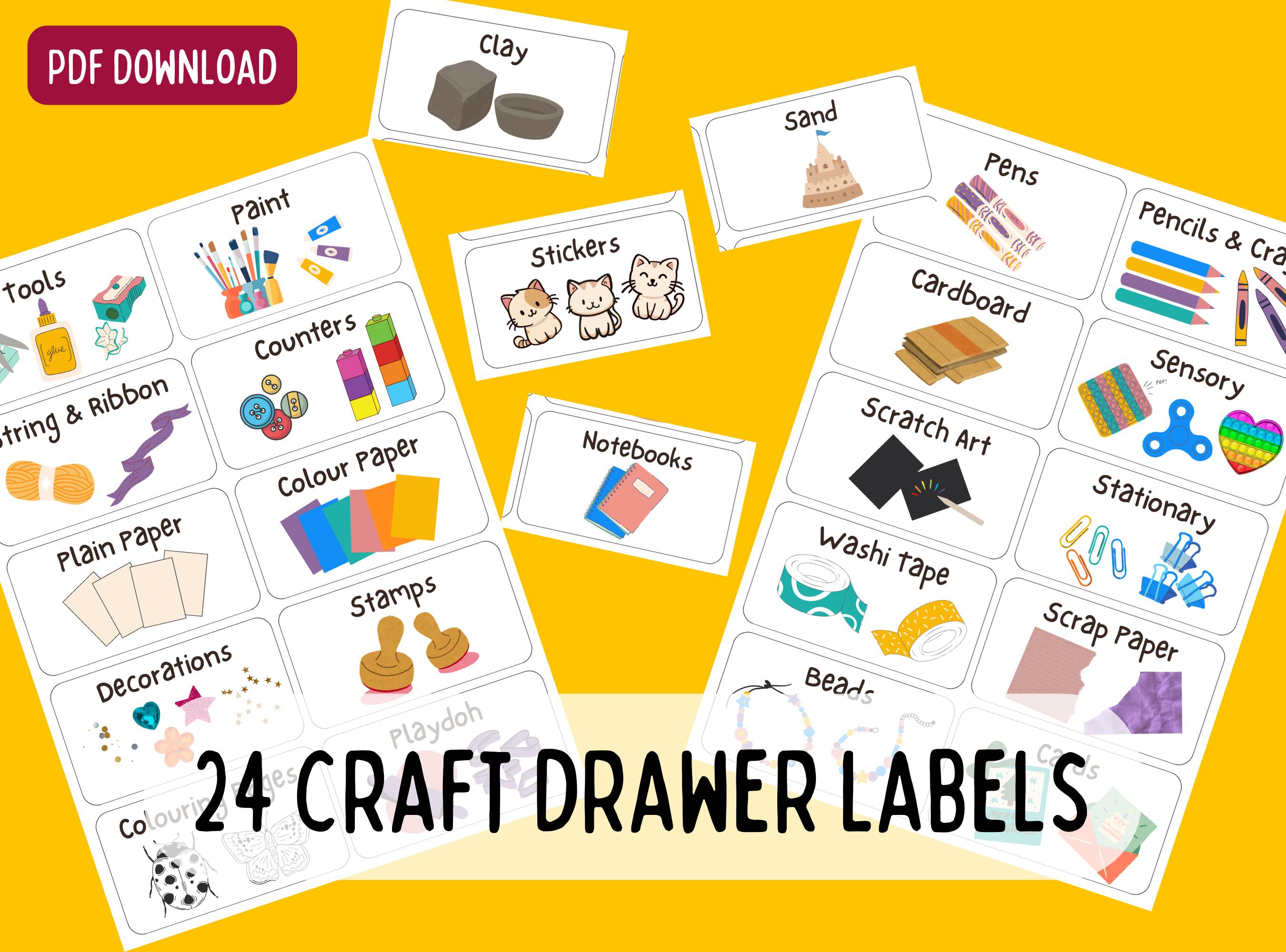 Children's Draw Labels, Instant Download Printable, Craft Organisation ...