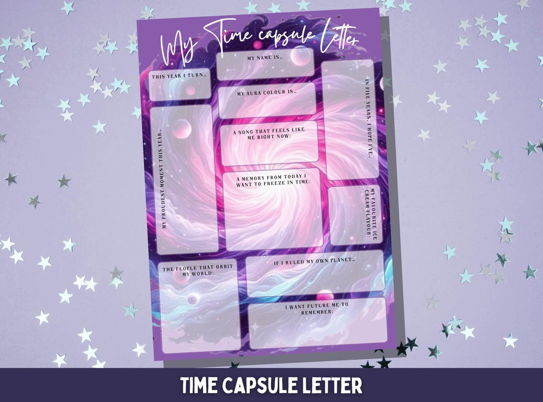 Teenager Time Capsule Letter, Instant Download Printable, Space ...