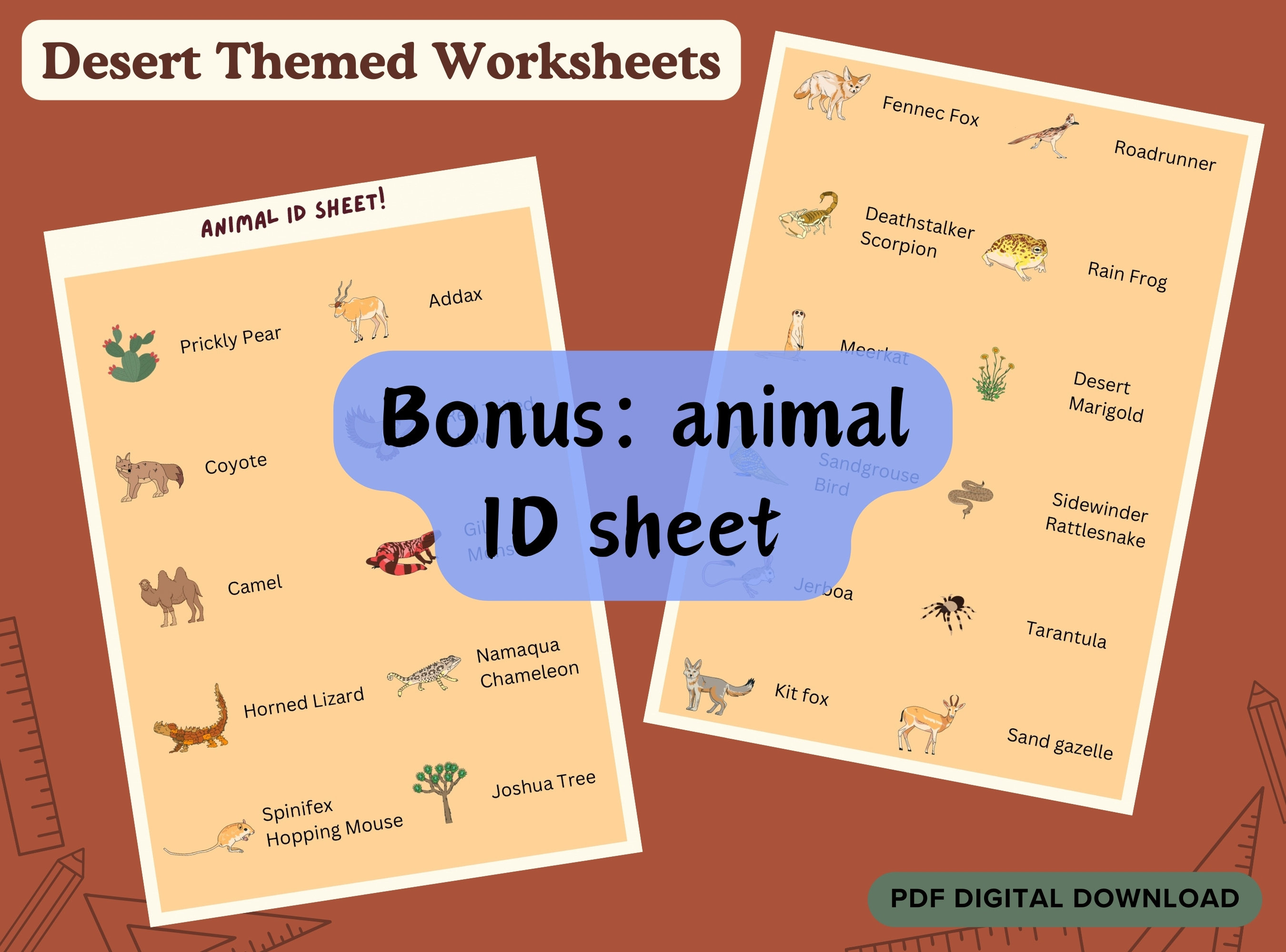 Desert Animals Math Worksheets Bundle for 4-6 Year Olds Set of 6 With ...