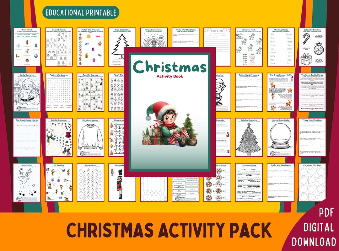 Christmas Activity Pack for Kids 40 Pages of Fun & Educational Holiday ...