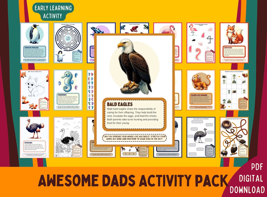 Awesome Dads Animal Activity Pack 20 Engaging Pages for Kids Printable ...