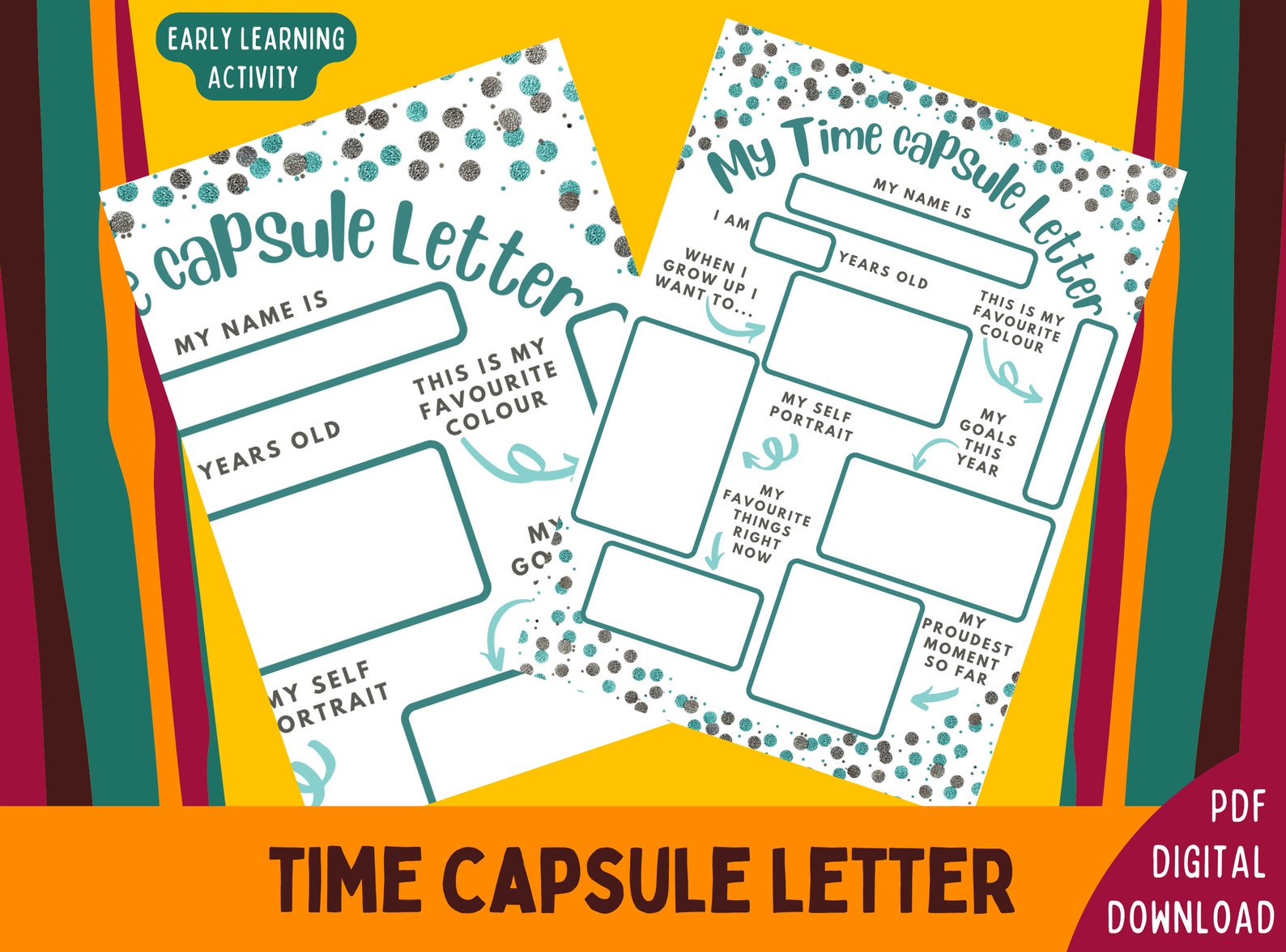 Children's Time Capsule Letter, Instant Download Printable, First ...