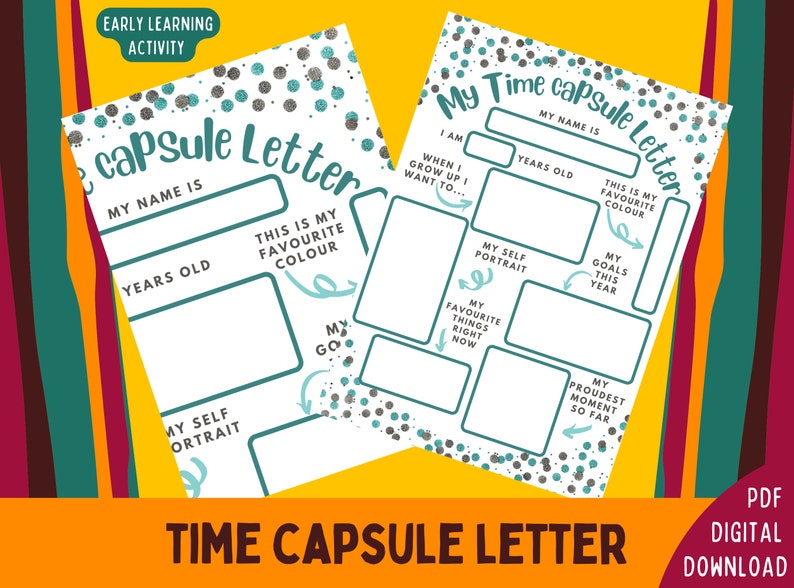 Children's Time Capsule Letter, Instant Download Printable, First ...