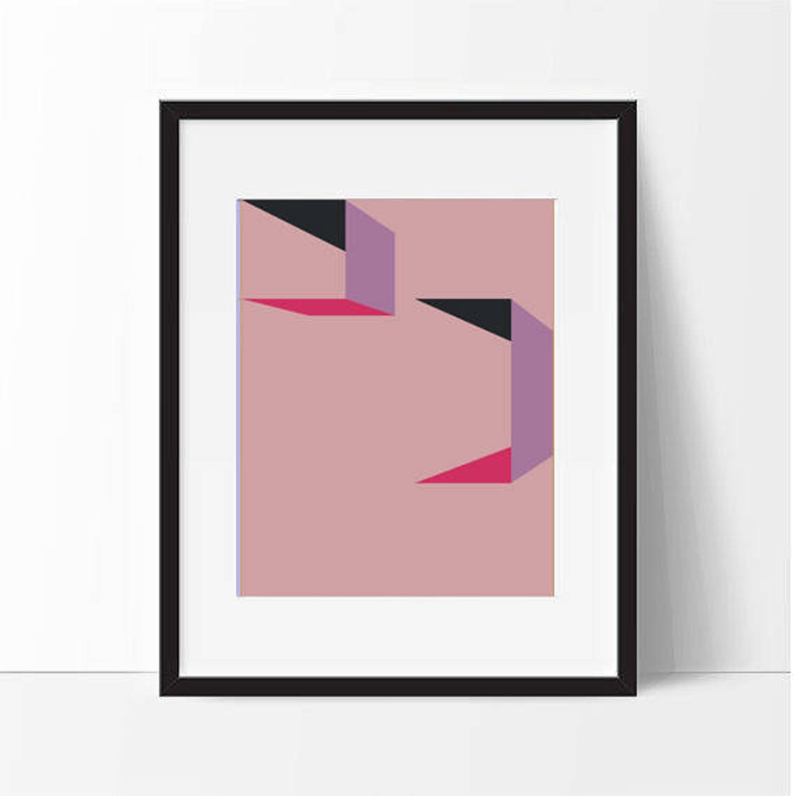 Art Print Series,large Geometric Pink Art,blush Pink Art,colorblock ...