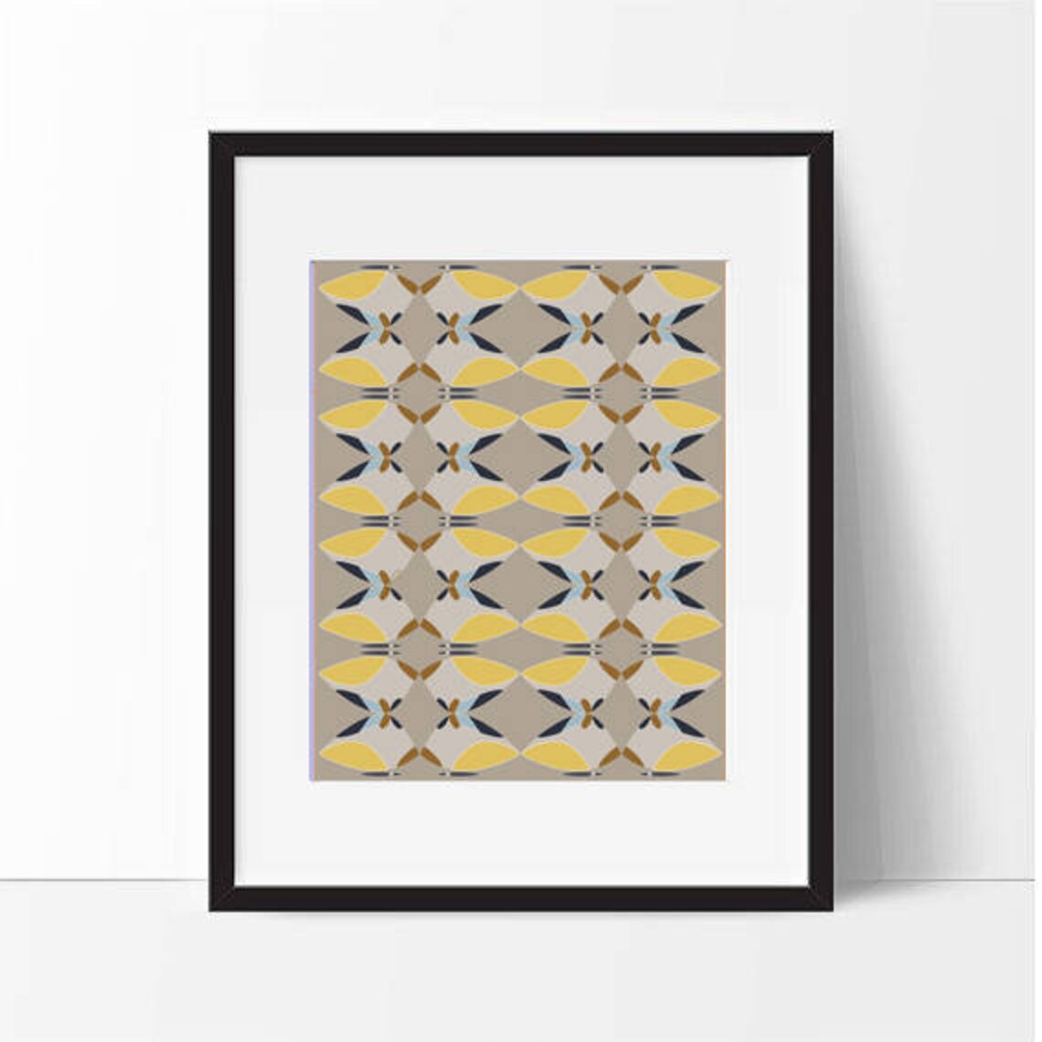 Navy Artwork,navy Prints,yellow Abstract Wall Art,navy Wall Art,digital ...