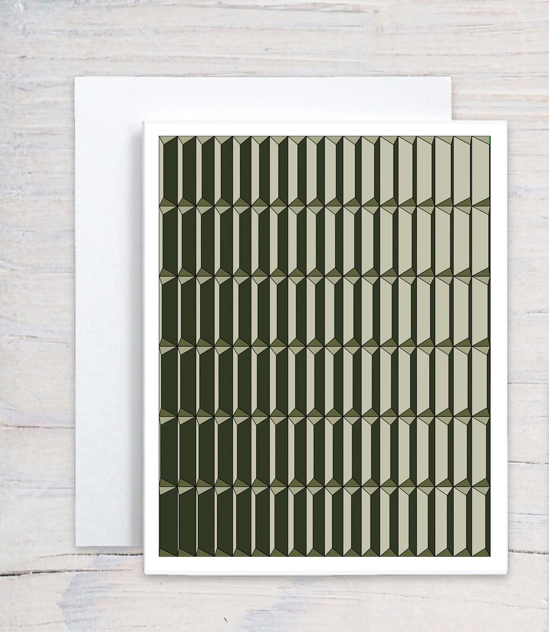 Olive Green Card L Illustration L Minimalist Greeting Card L Modern Art ...