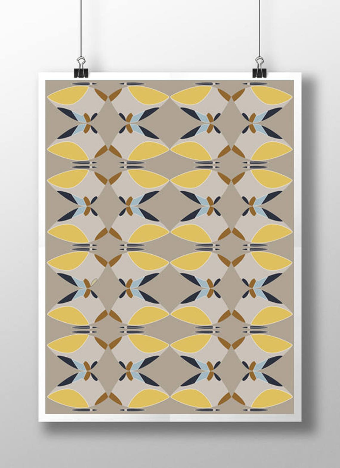 Navy Artwork,navy Prints,yellow Abstract Wall Art,navy Wall Art,digital ...