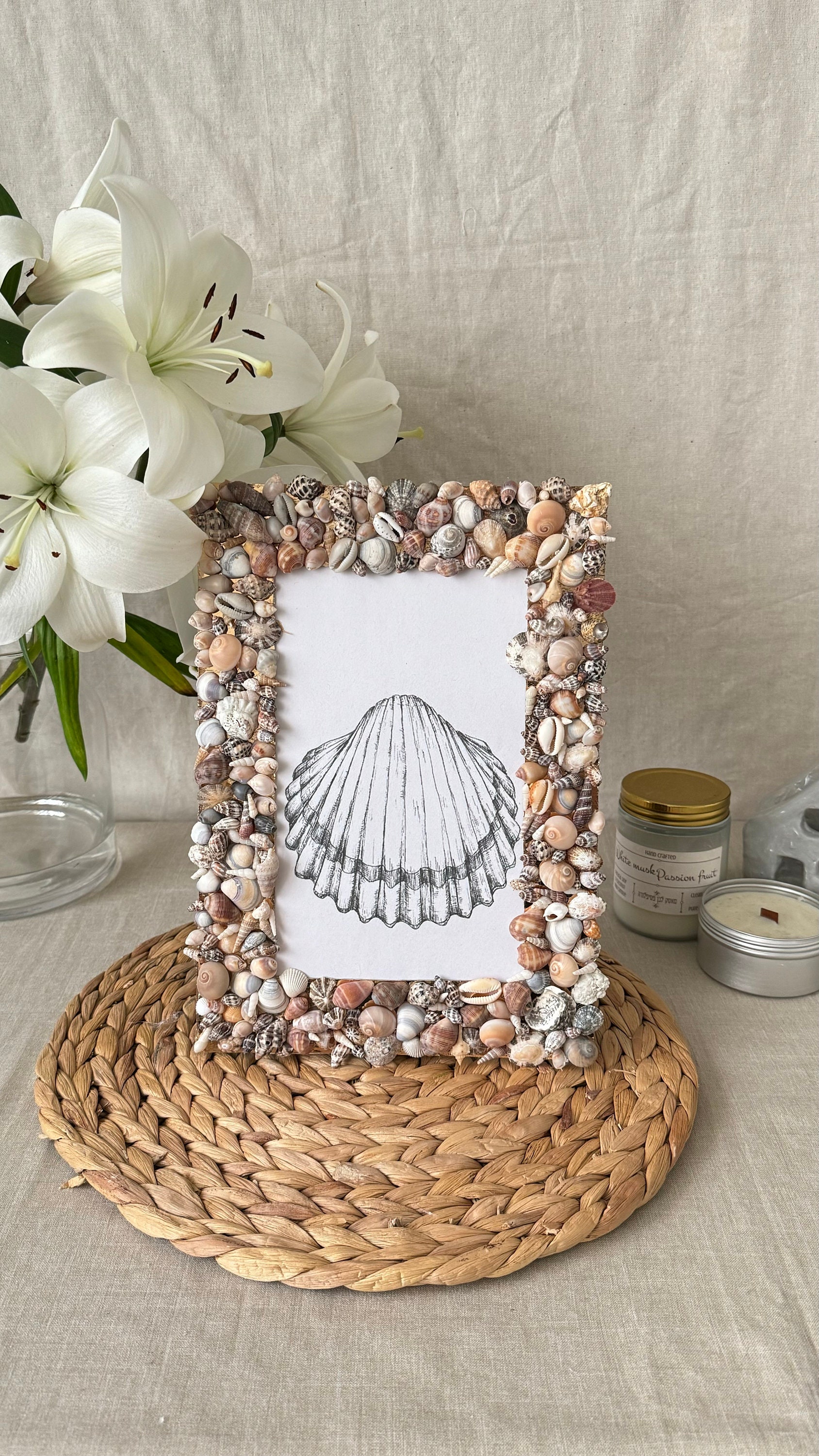Seashell Frame,frame,picture Frame,handmade Frame,carton Frame,seashell ...