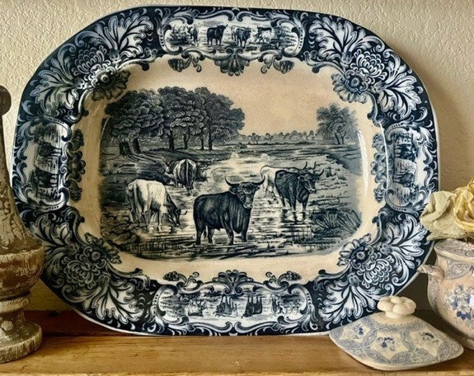 Antique Wedgewood Cow Platter/antique Cow Platter/antique Blue ...