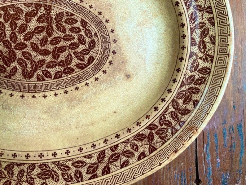 Antique Brown Transferware Platter, Brown Transferware, Brownfield ...