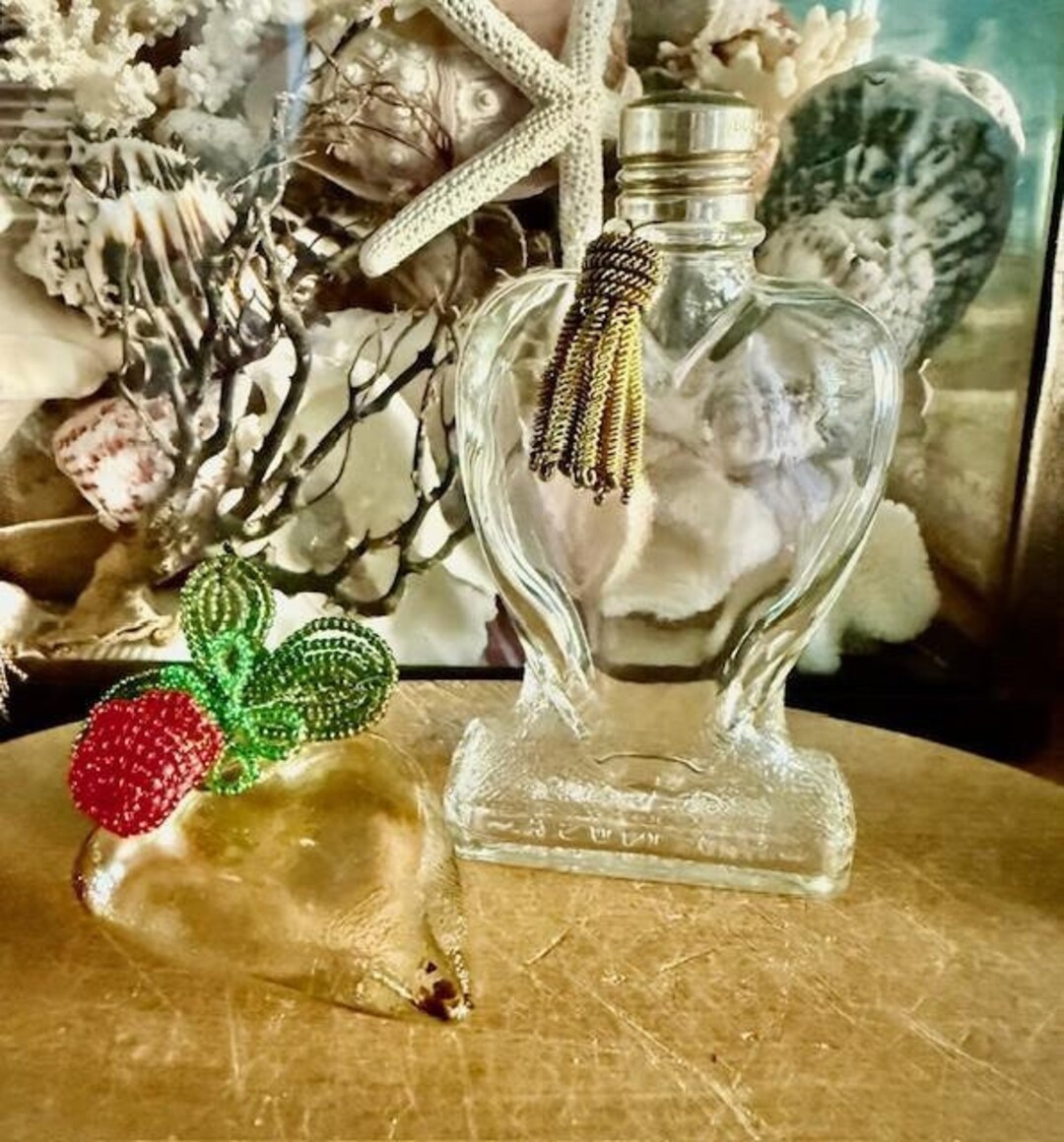 Vintage Glass Heart Perfume Bottle With French Tassel/blue Waltz Heart ...