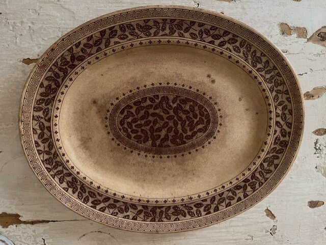 Antique Brown Transferware Platter, Brown Transferware, Brownfield ...