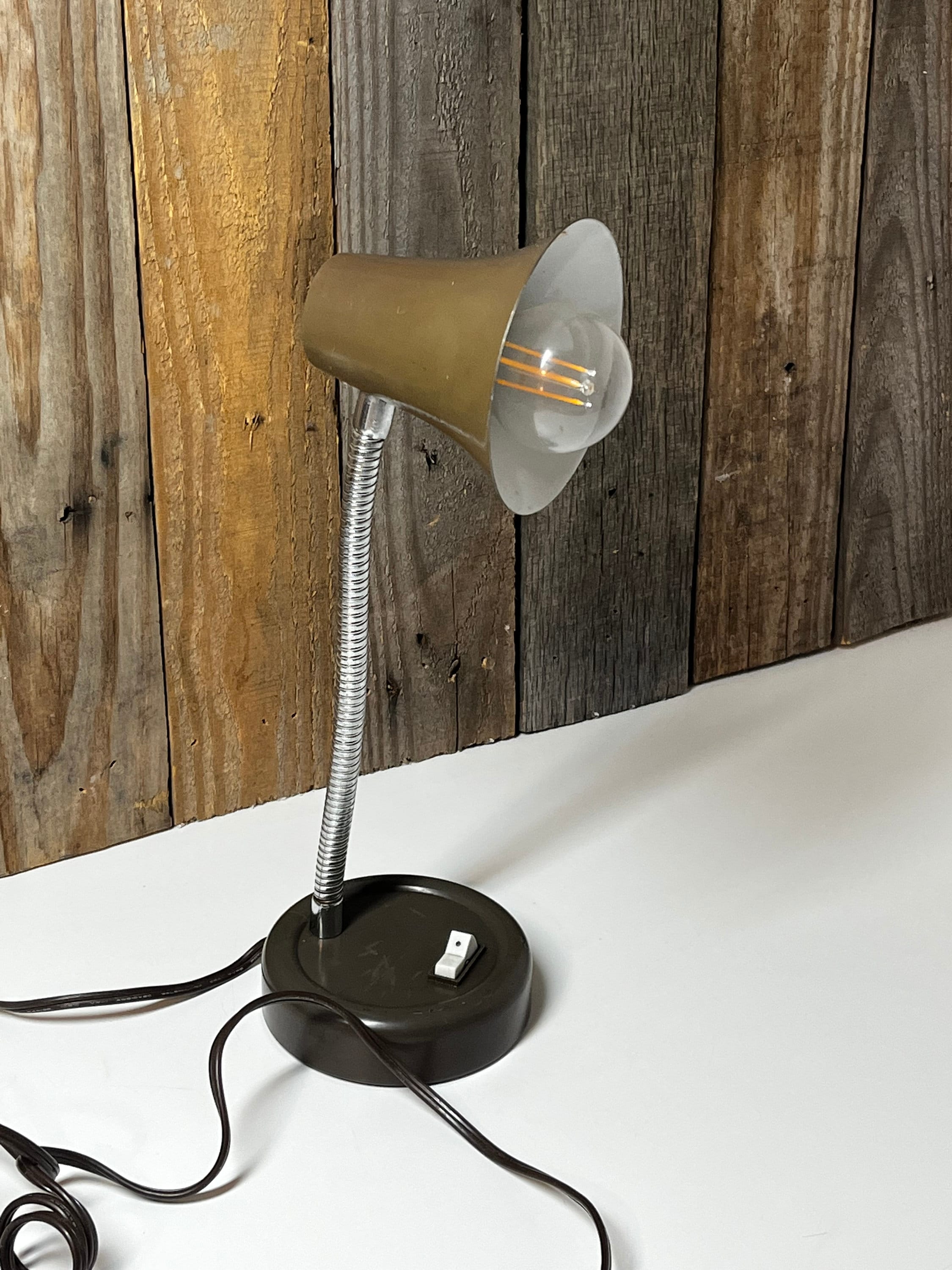 Mid Century Small Brown Desk Lamp - Etsy