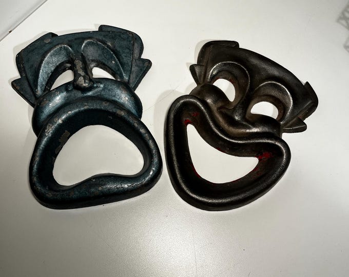 Vintage Cast Aluminum Drama Theater Faces - Comedy and Tragedy - Etsy