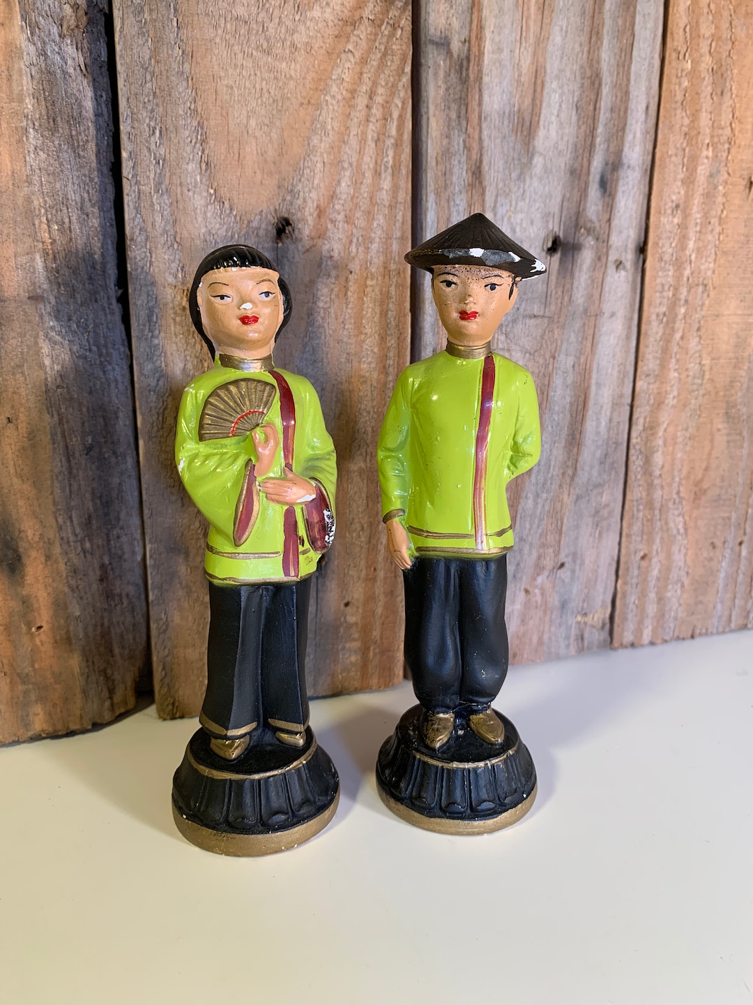 Vintage Chalkware Asian Boy and Girl, ABCO Alexander Backer Co. NY - Etsy
