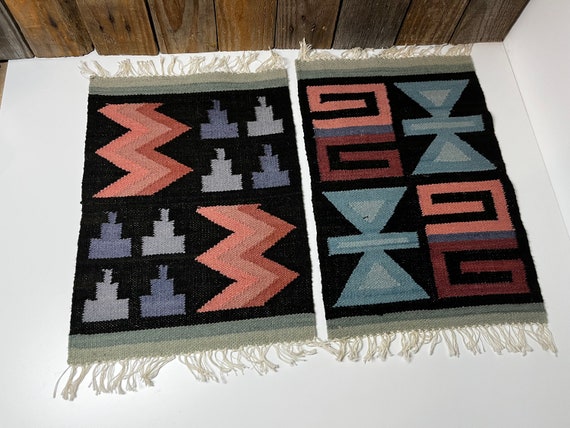 Vintage Pair of Southwestern Wool Table Rugs - Etsy