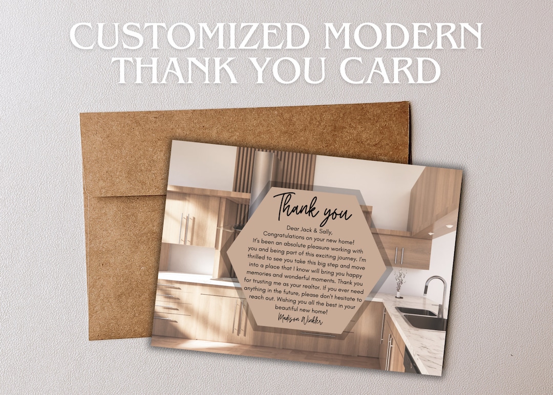 Modern Realtor Thank You Card // Customizable Card // Closing Day Card ...