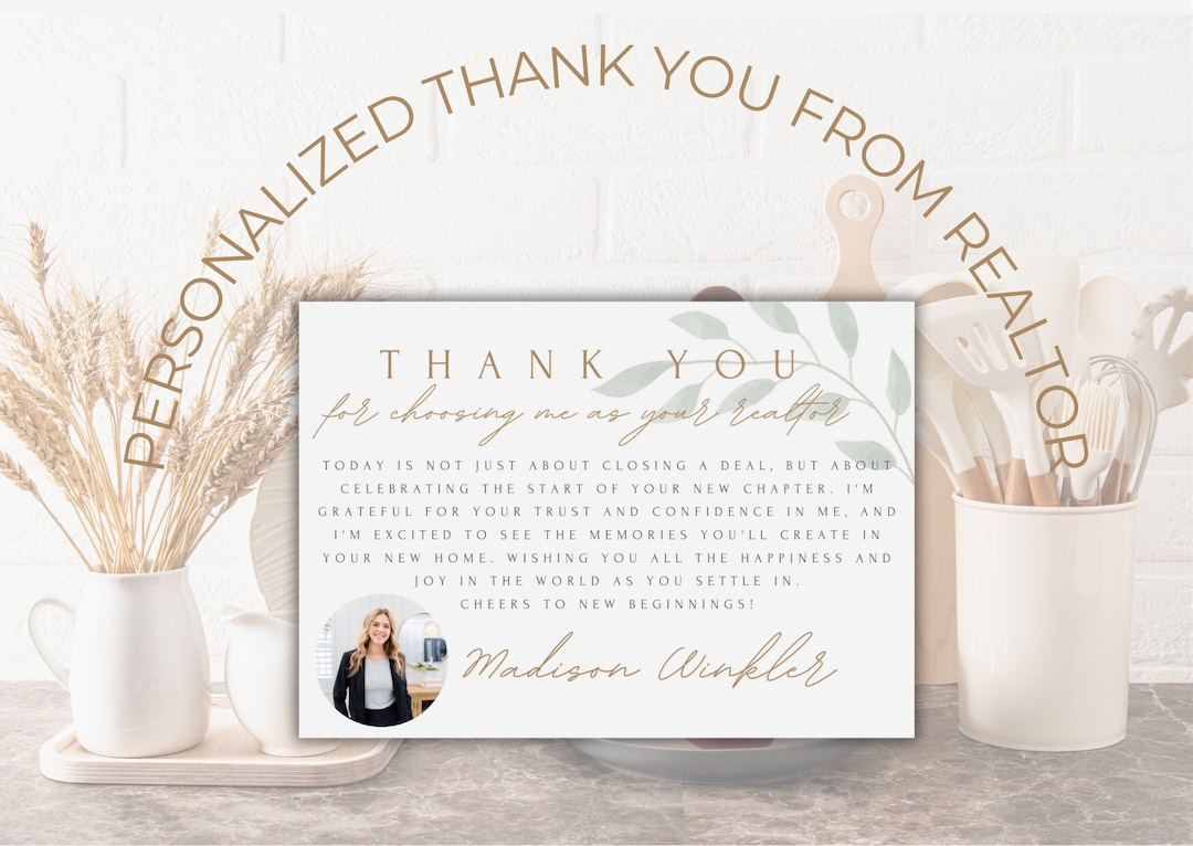 Realtor Thank You Card // Real Estate Closing Day Thank You Note ...