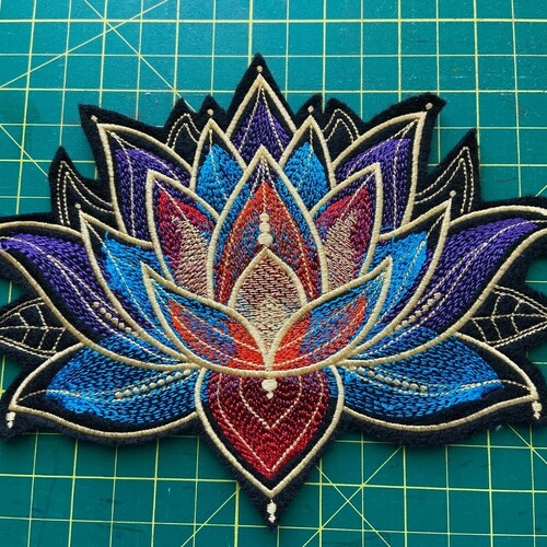 Large Embroidered Lotus Flower Patch - Etsy