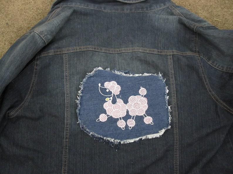 Embroidered Pink Poodle Denim Fray Patch - Etsy