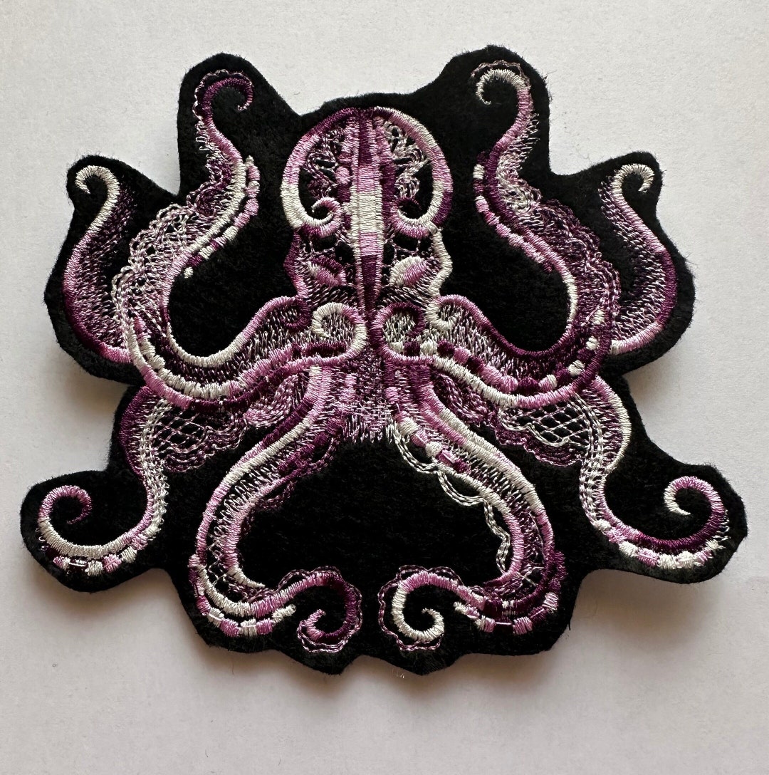 Octopus Patch Variegated Purple Thread Embroidered Octopus Patch - Etsy