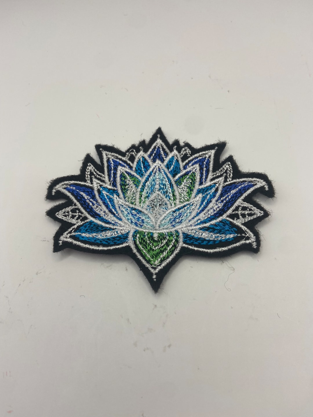 Small Embroidered Lotus Flower Patch - Blue / Green - Etsy