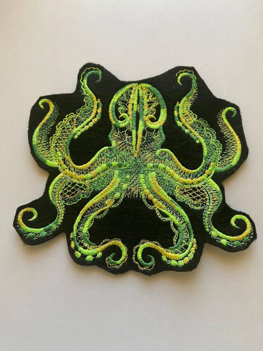 Octopus Patch Variegated Green Thread Embroidered Octopus Patch - Etsy