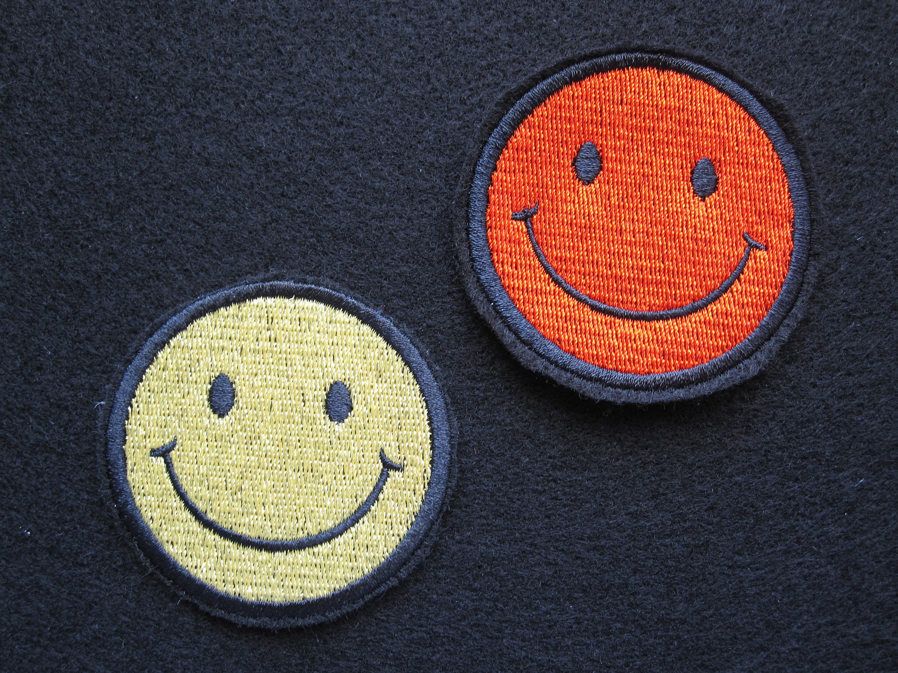 Embroidered Happy Face Patch-large - Etsy UK