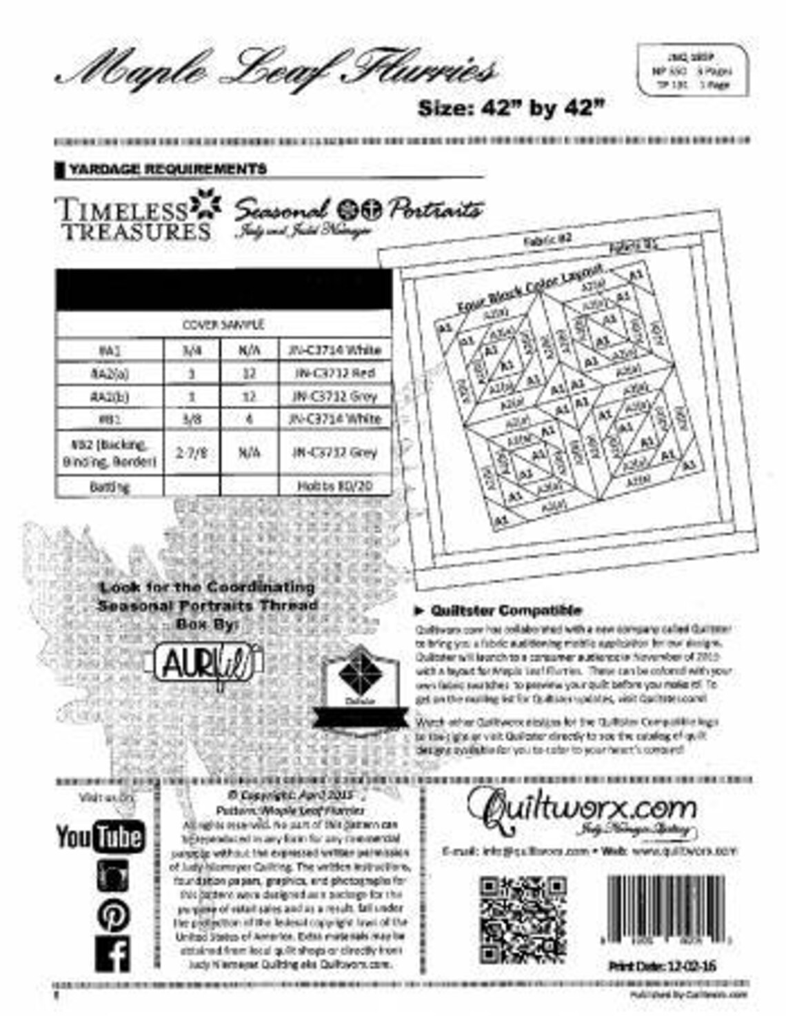 Maple Leaf Flurries Foundation Paper Piecing by Quiltworx - Neimeyer - Etsy