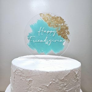 Custom Acrylic Birthday Cake Topper: Brush Stroke & Metallic Flake - Etsy