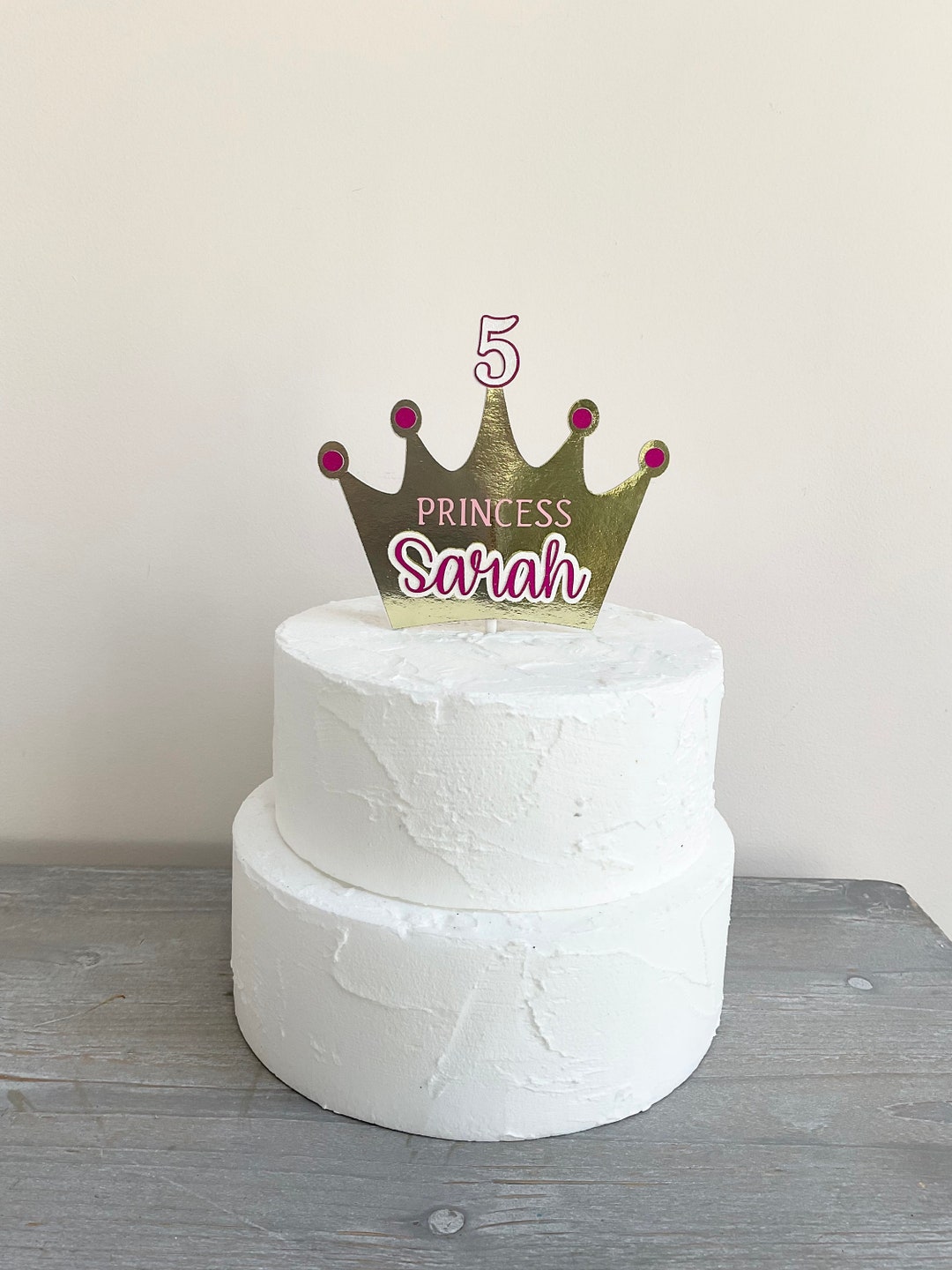 Personalized Princess Crown Cake Topper | Gold Birthday Decor - Etsy