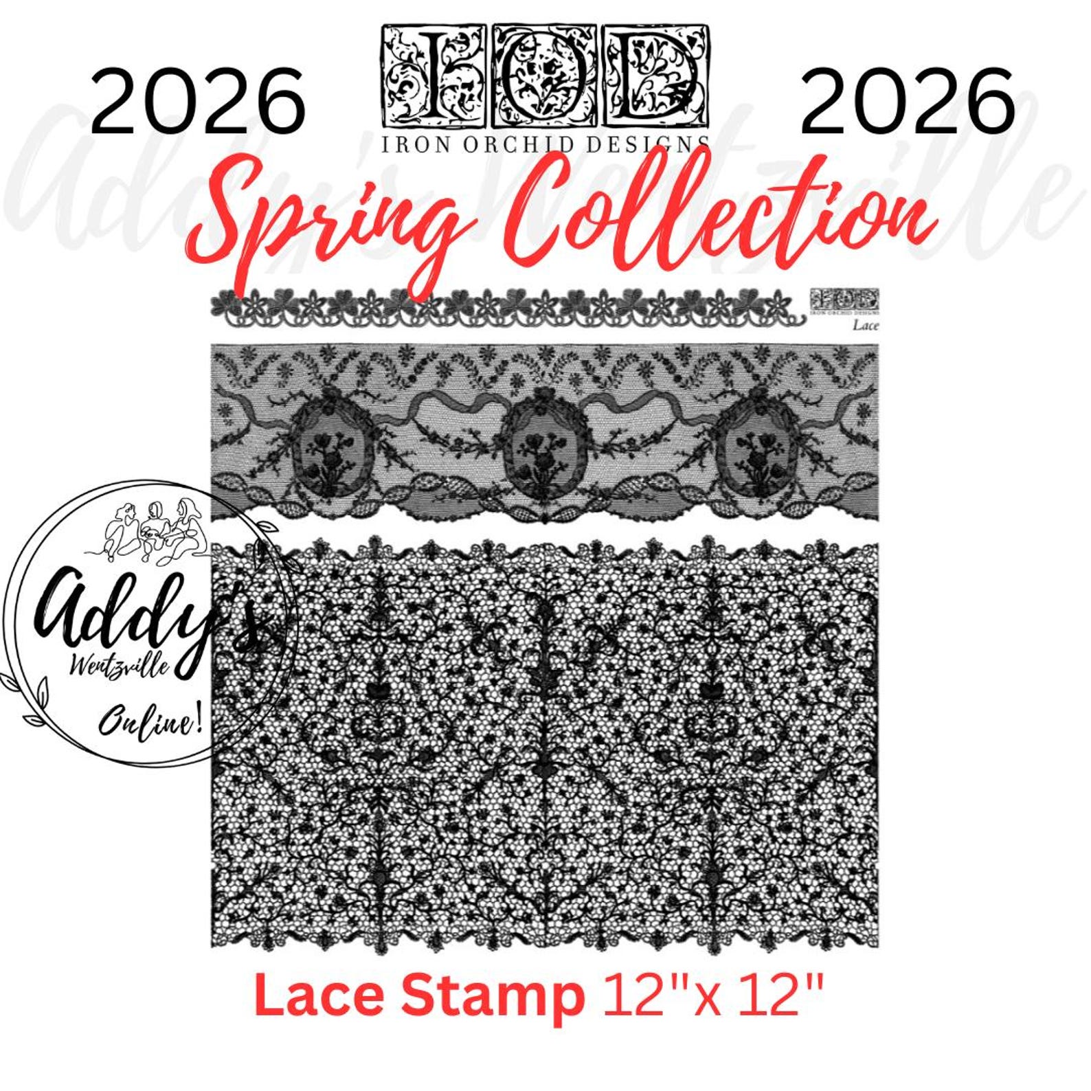 Lace IOD Stamp! 12"x 12" 2026 Spring Collection! Iron Orchid Designs ...