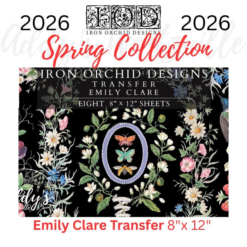 Emily Clare IOD Transfer! 8"x 12" 2026 Spring Collection! Iron Orchid ...