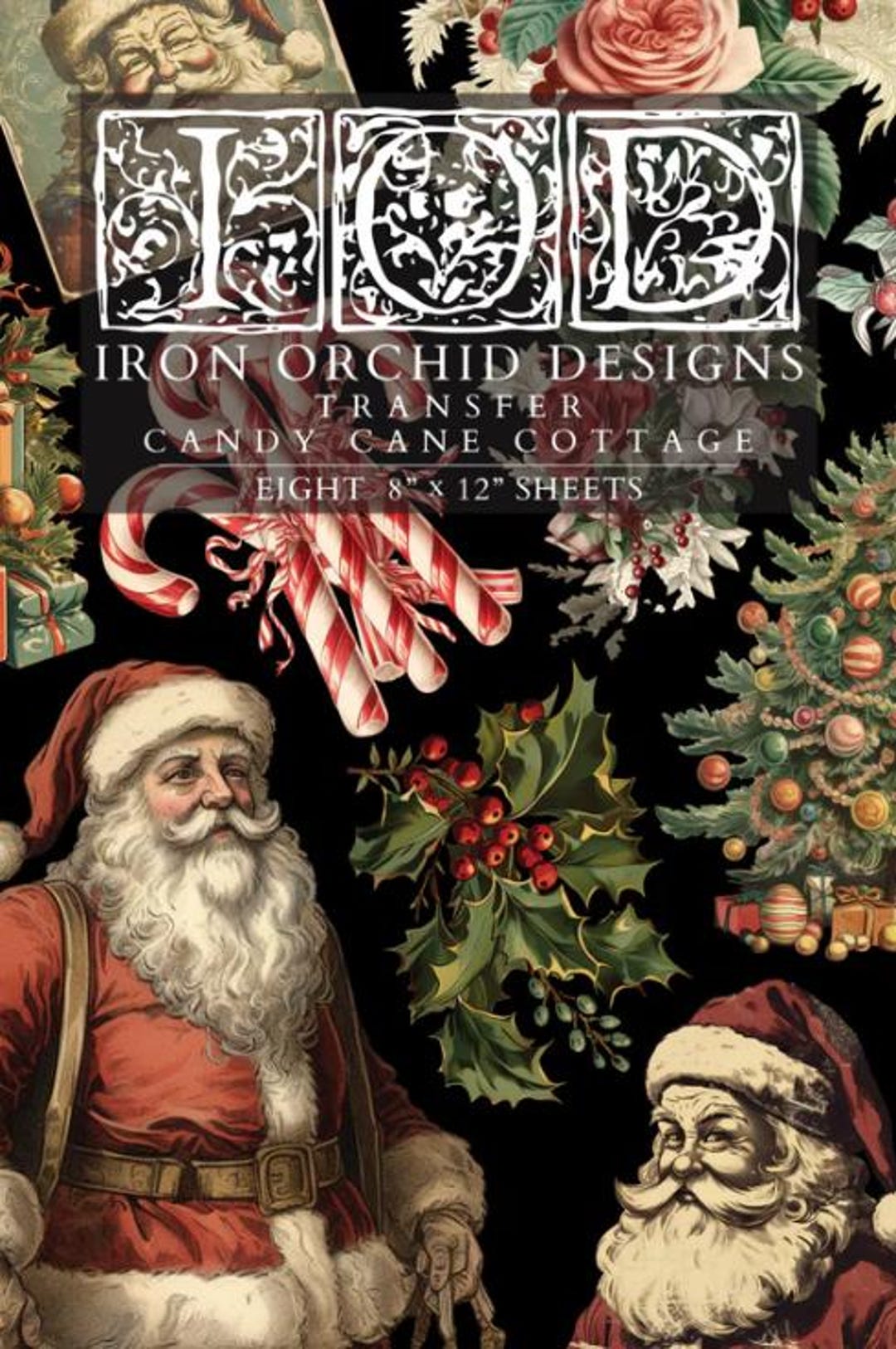 IOD Candy Cane Cottage Transfer - Etsy