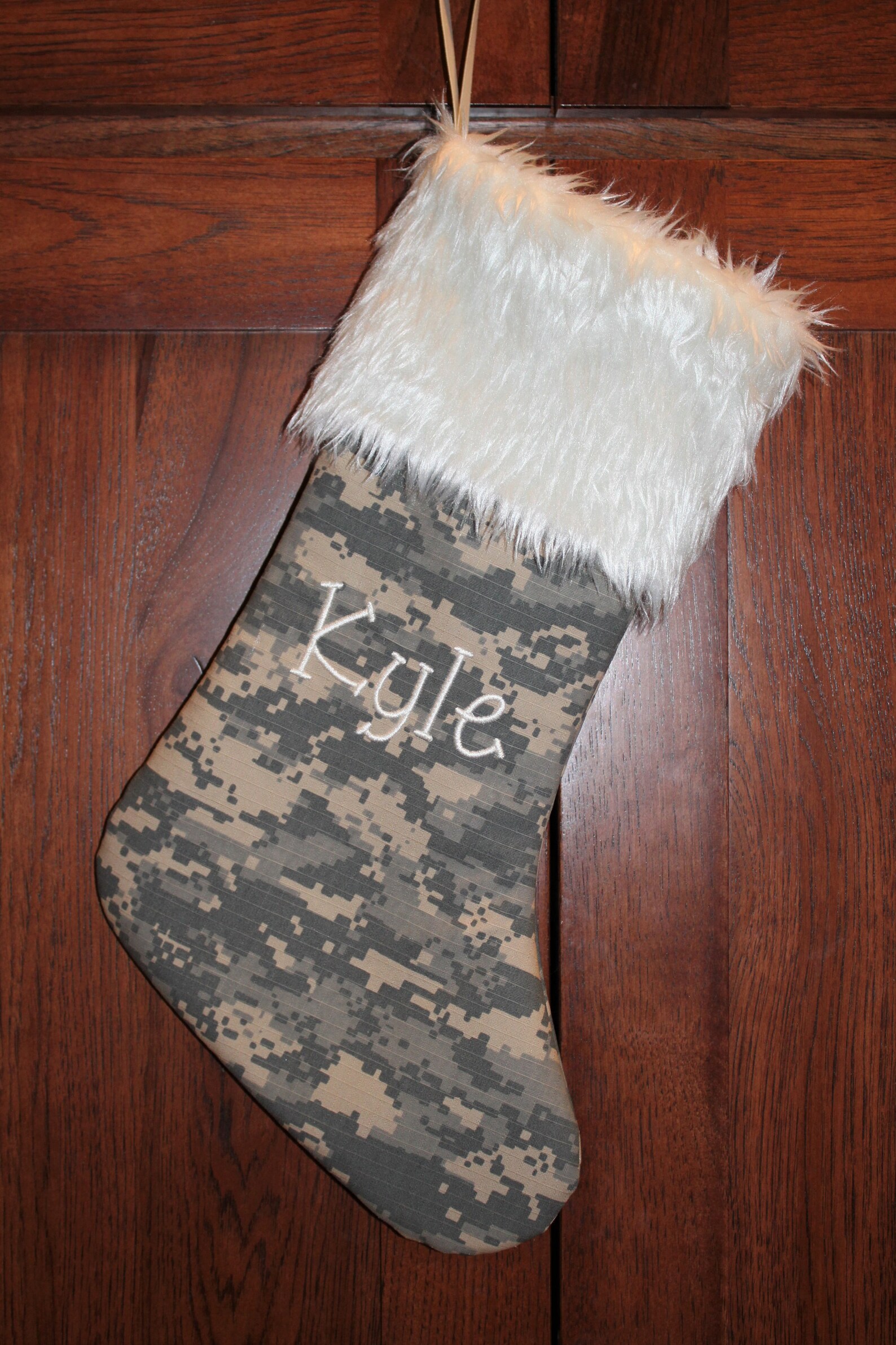 Army Military Camouflage Christmas Stocking, Personalized Custom Green ...