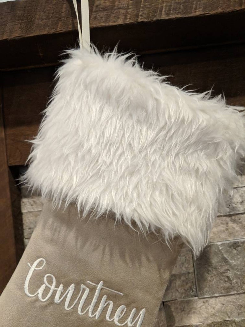 Suede Christmas Stockings With Fur Cuff Personalized With - Etsy