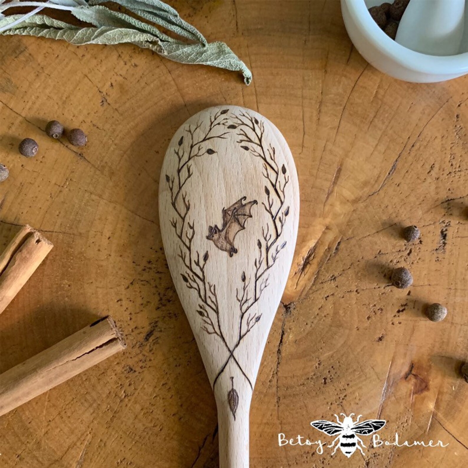 Kitchen Witch Spoons Woodburned by Hand Made to Order - Etsy