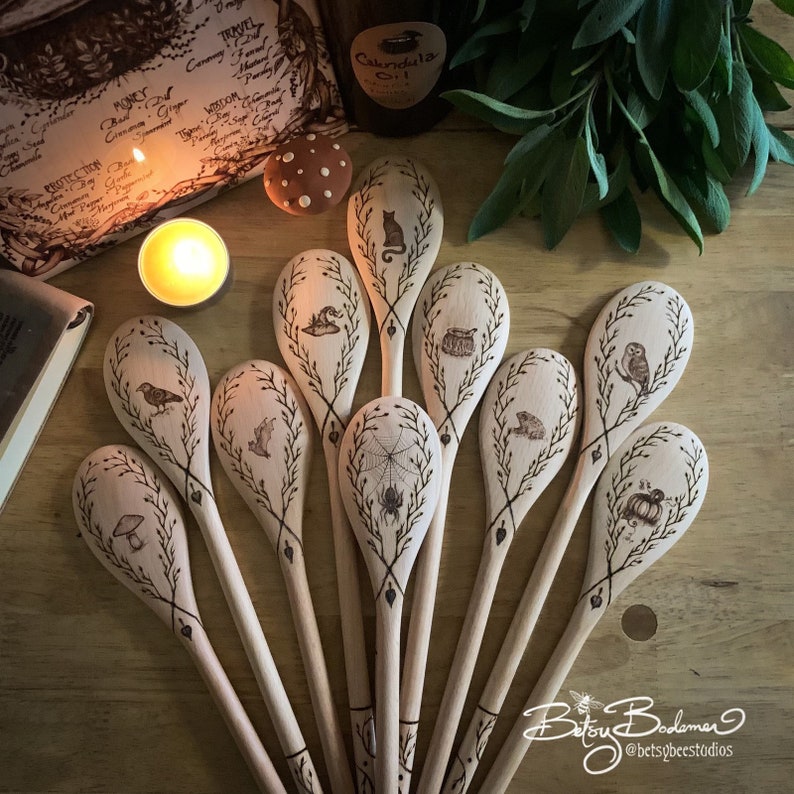 Kitchen Witch Spoons Woodburned by Hand Made to Order - Etsy