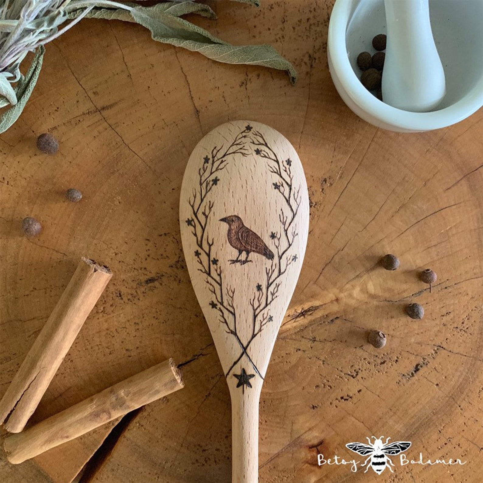 Kitchen Witch Spoons Woodburned by Hand Made to Order - Etsy